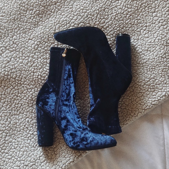 Shoes | Royal Blue Velvet Boots | Poshmark